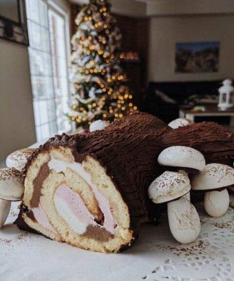 Ice Cream Yule Log (Bûche De Noël) | Tina’s Cucina